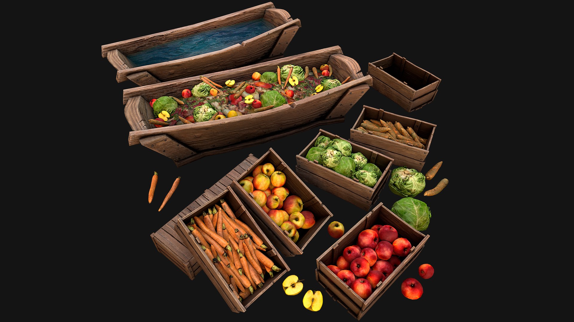 3D Trough With Water And Food Farm Feed Slop - TurboSquid 2207206