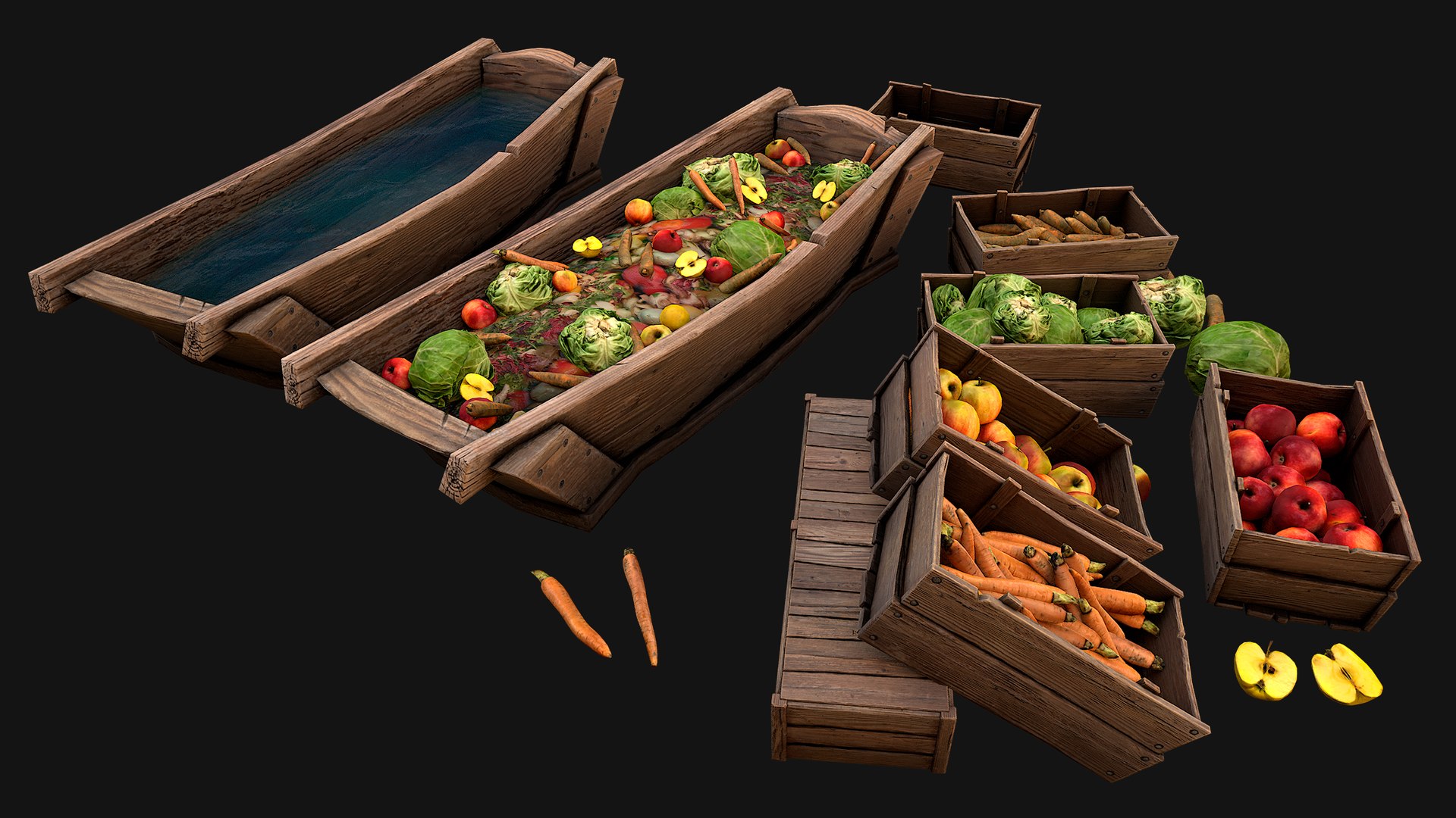 3D Trough With Water And Food Farm Feed Slop - TurboSquid 2207206