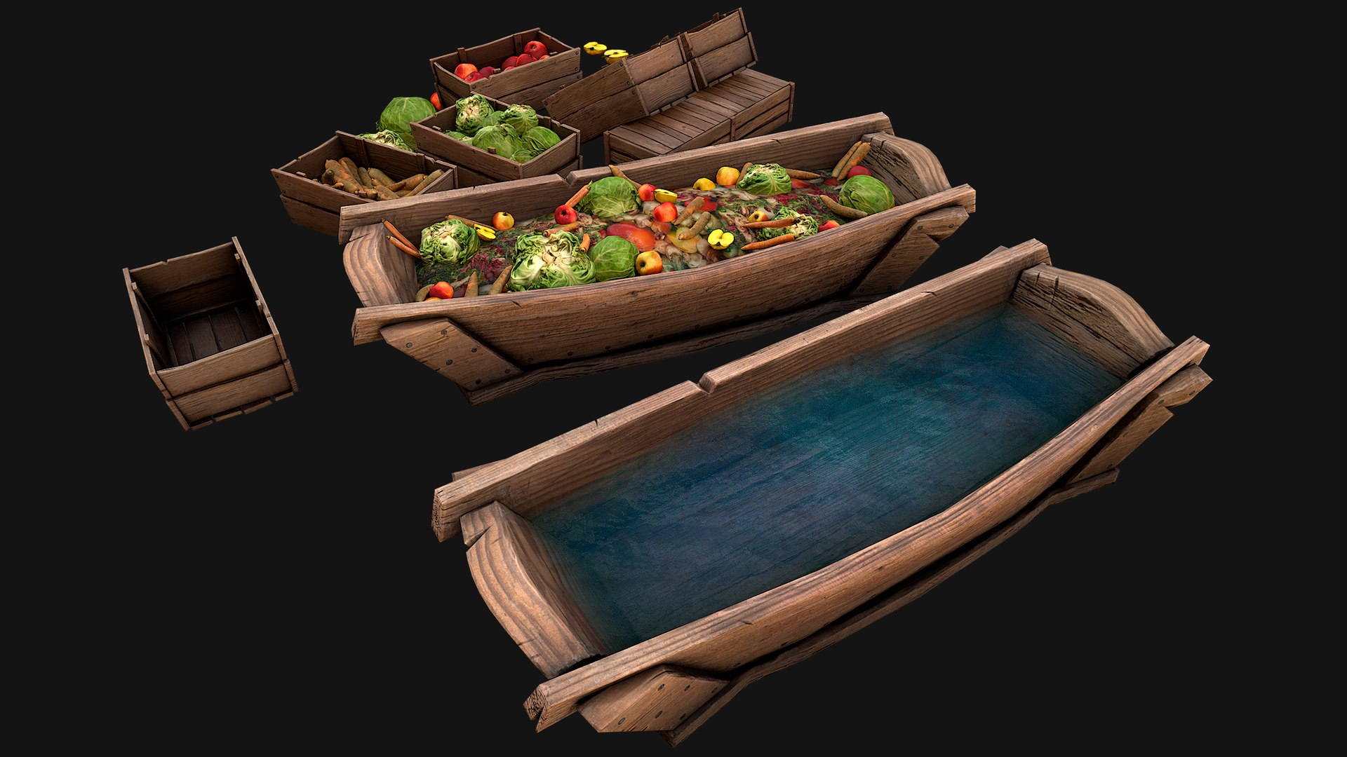 3D Trough With Water And Food Farm Feed Slop - TurboSquid 2207206