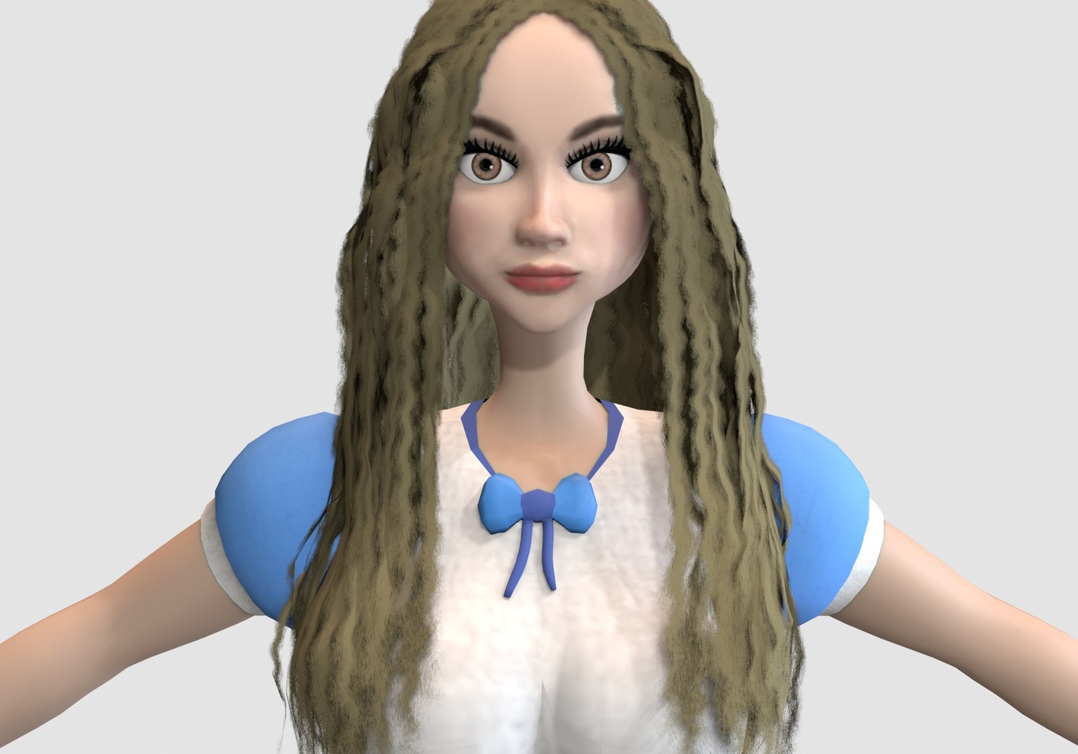 Blue Dressed Woman 3D Model - TurboSquid 1907773