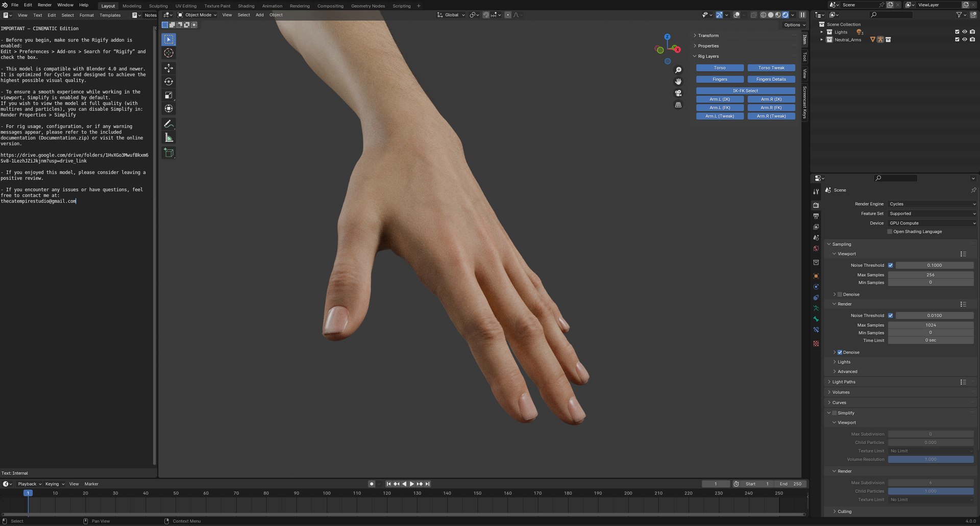 Realistic Rigged Arm V2 3D Model - TurboSquid 2347046