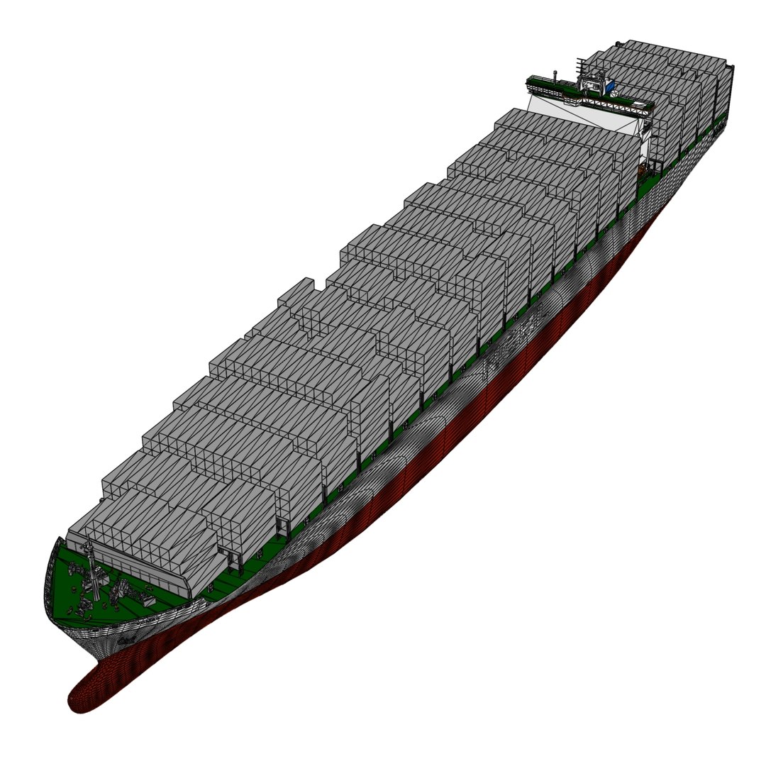 3d Container Vessel Cargo Model