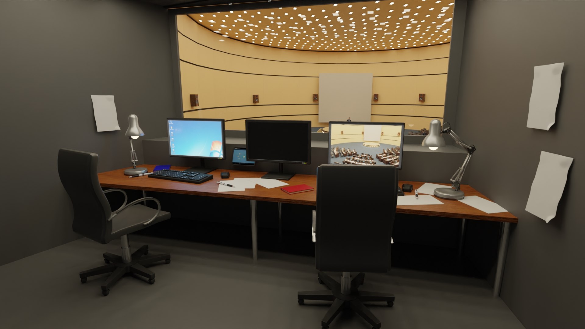 3D Model VR Conference Hall Council Parliament Control Room ...