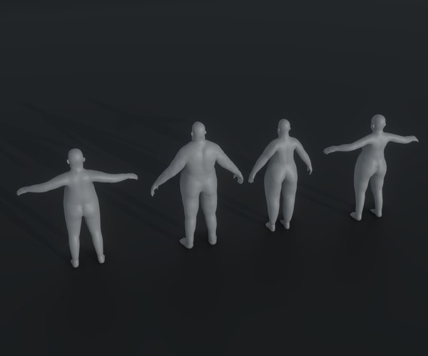 Fat Human Body Base Mesh Animated and Rigged 3D Model Family Pack 20k ...