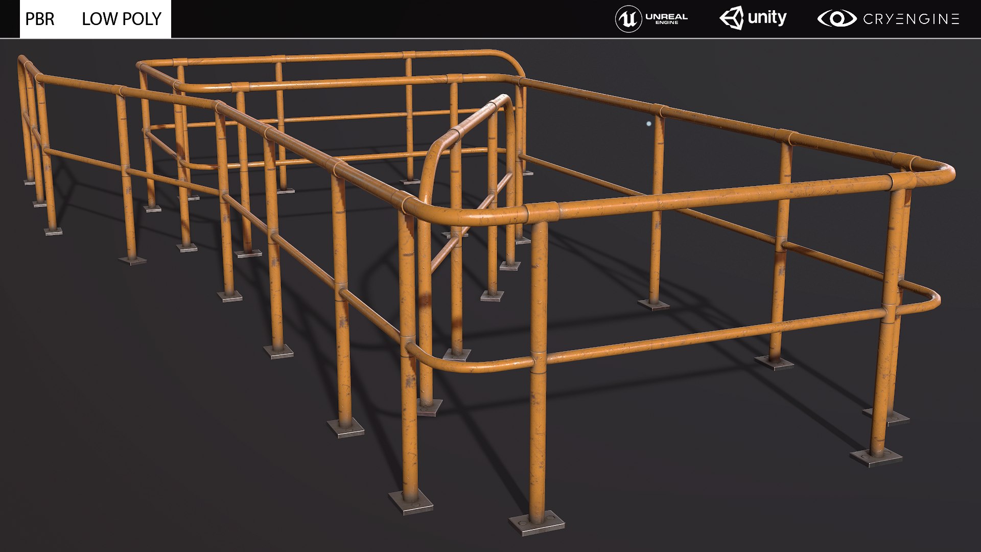 3D Modular Handrail Pbr Ready Model - TurboSquid 1527940