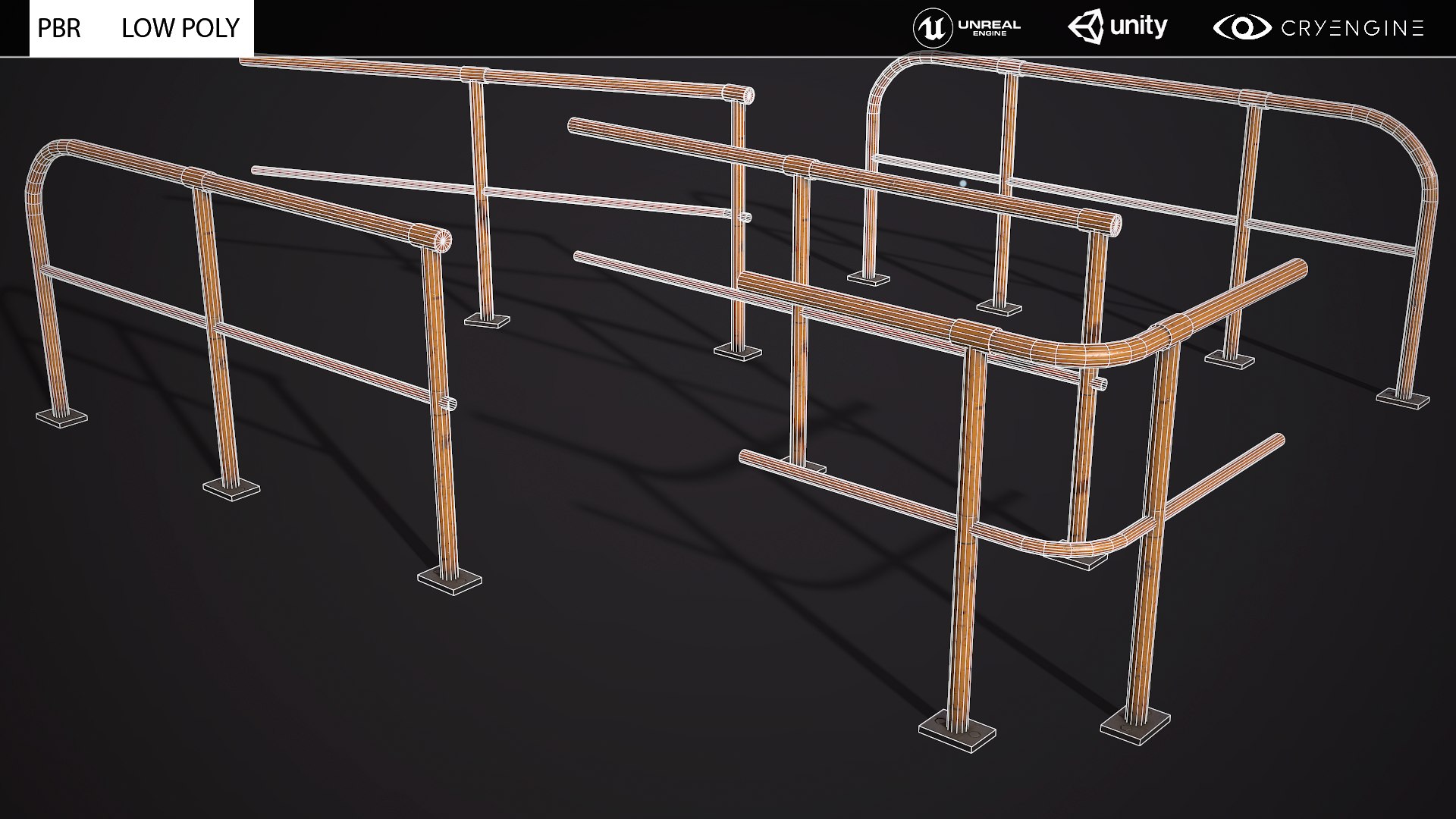 3D modular handrail pbr ready model - TurboSquid 1527940