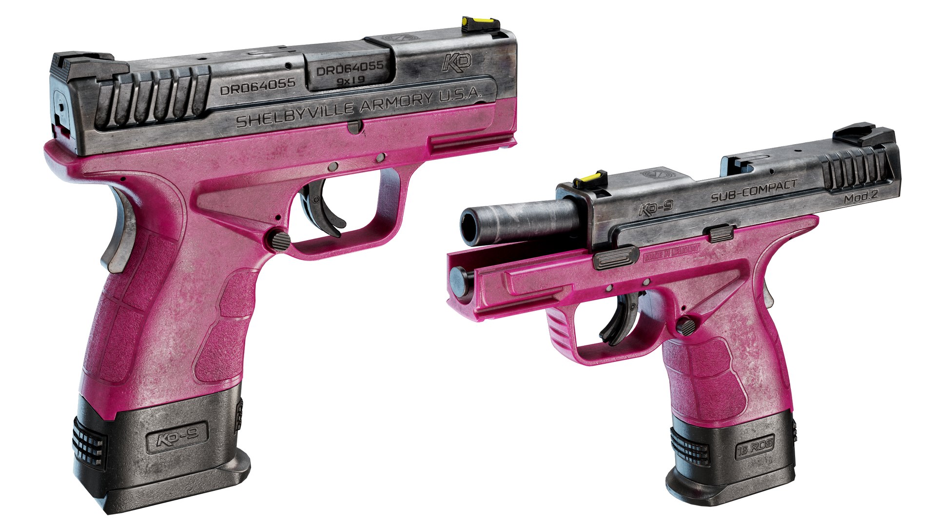 3D Hot Pink Pistol - Game Ready - TurboSquid 2287471