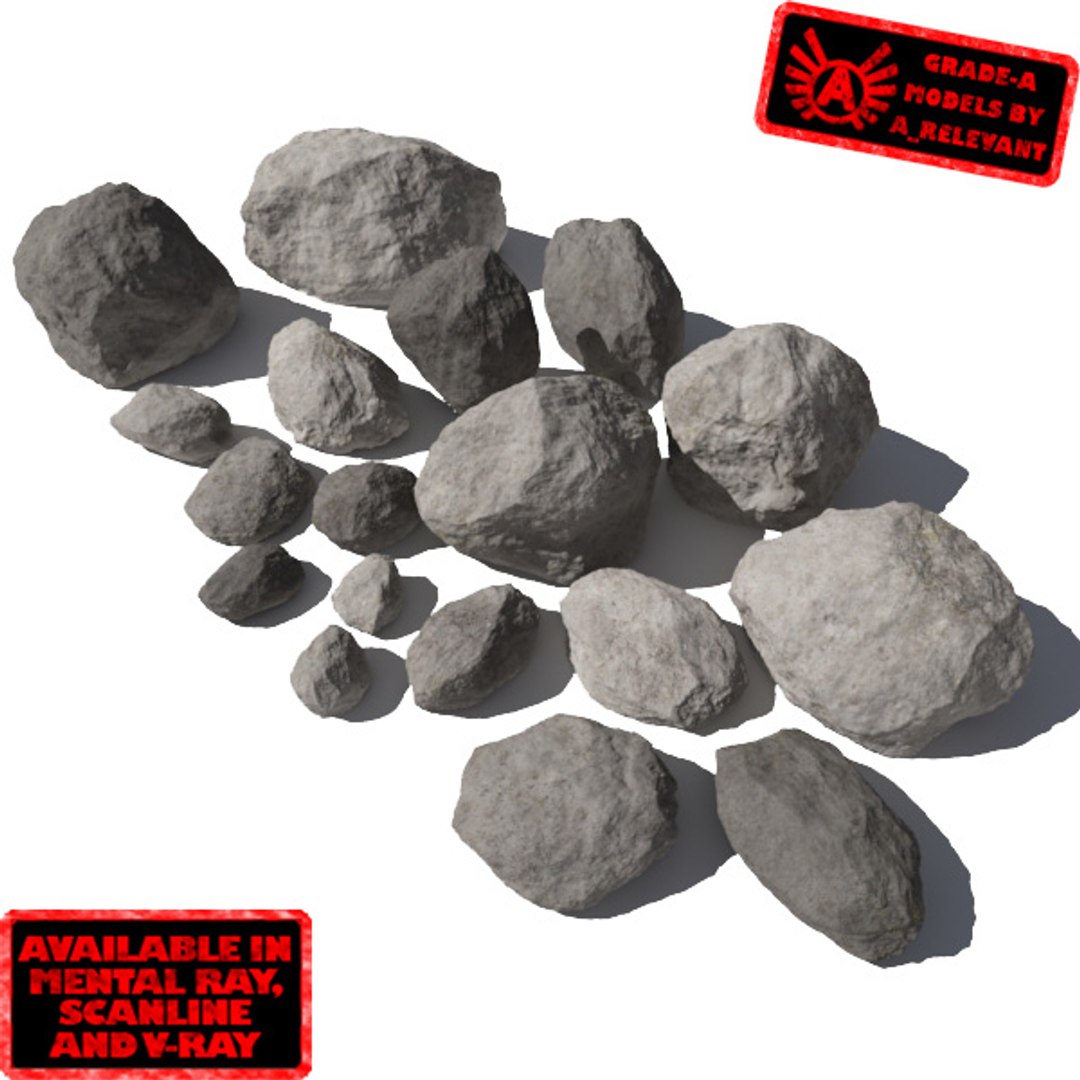 3d Lot Rocks Stones - Model