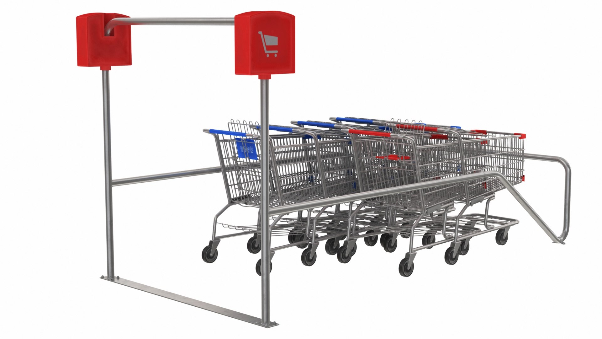 3D Shopping Cart Corral 2 With Carts Model - TurboSquid 2421110