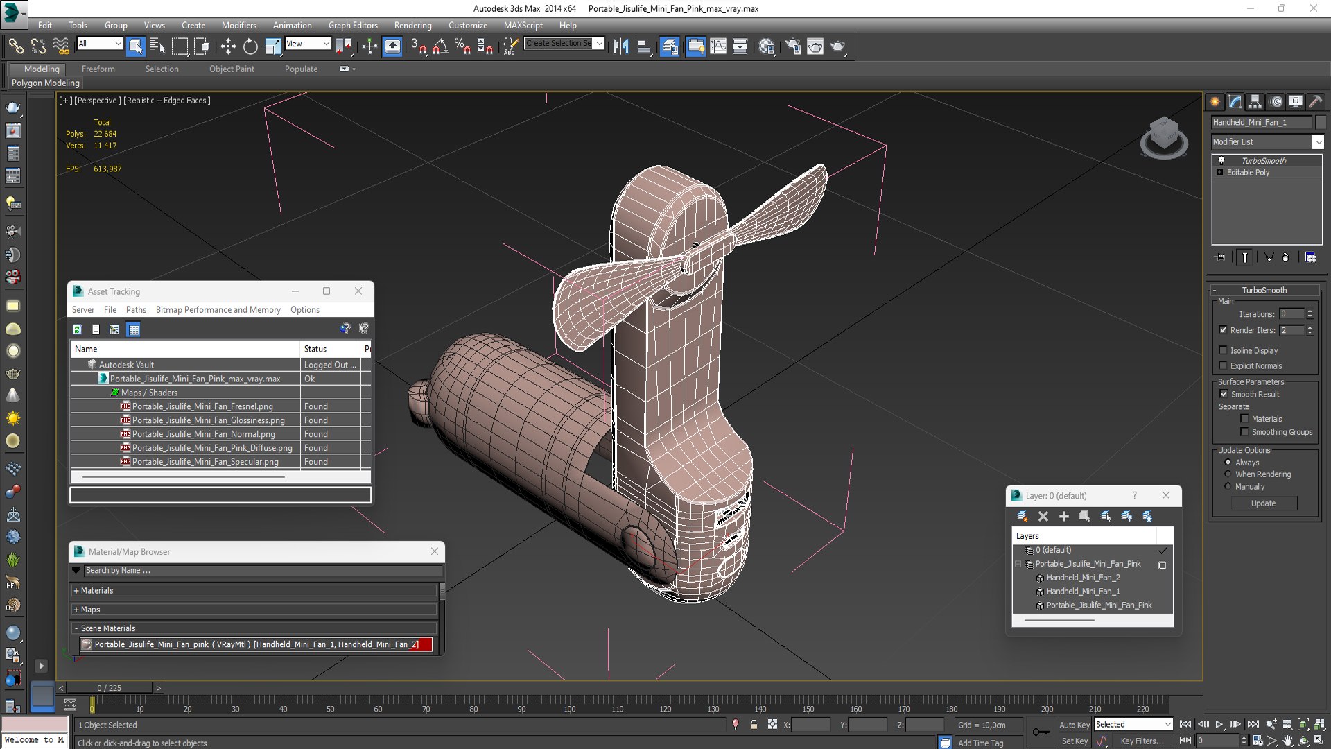 Portable Jisulife Mini Fan Pink 3D Model - TurboSquid 2128293