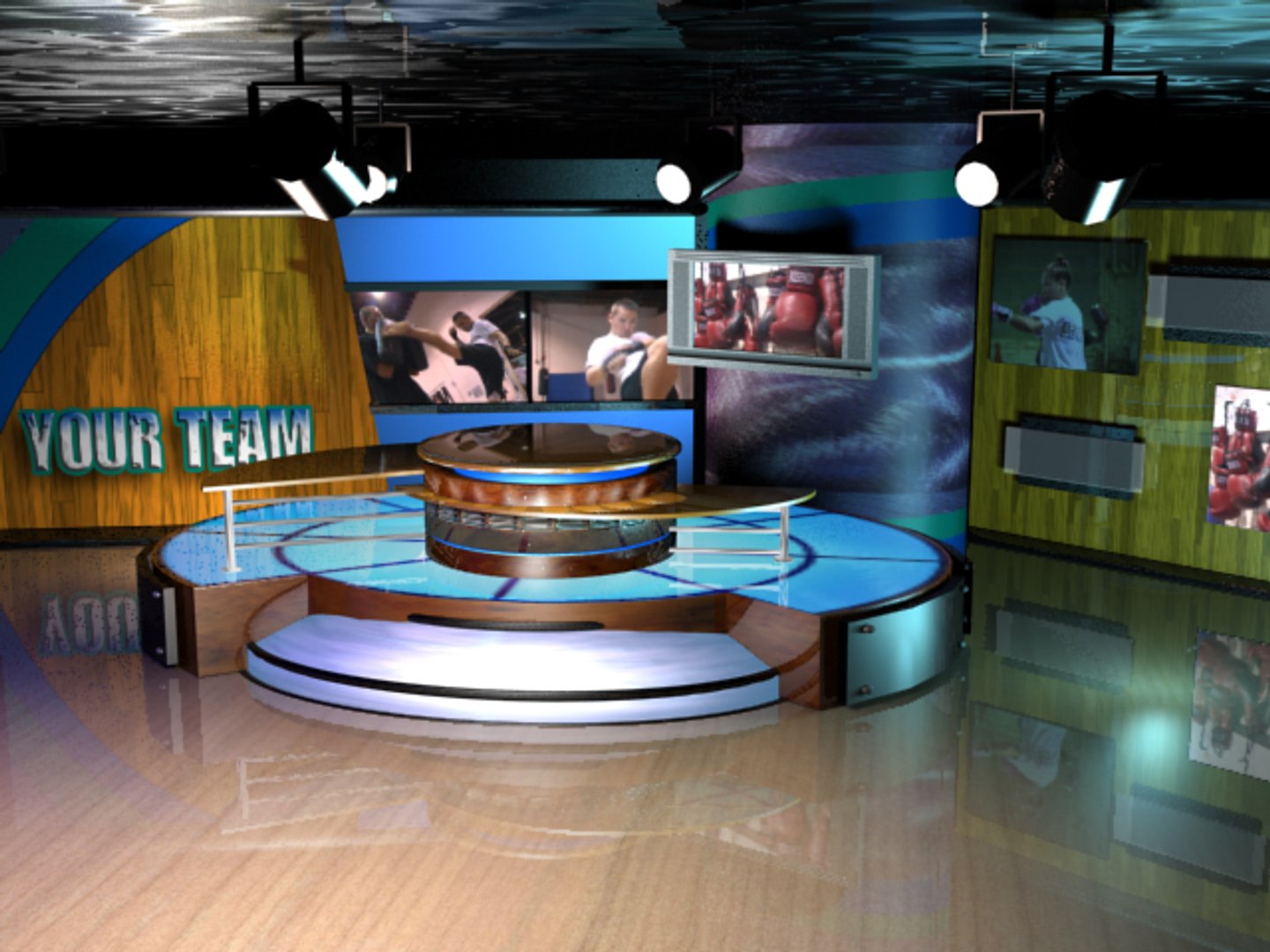 3d Virtual Television Studio Zipped Model