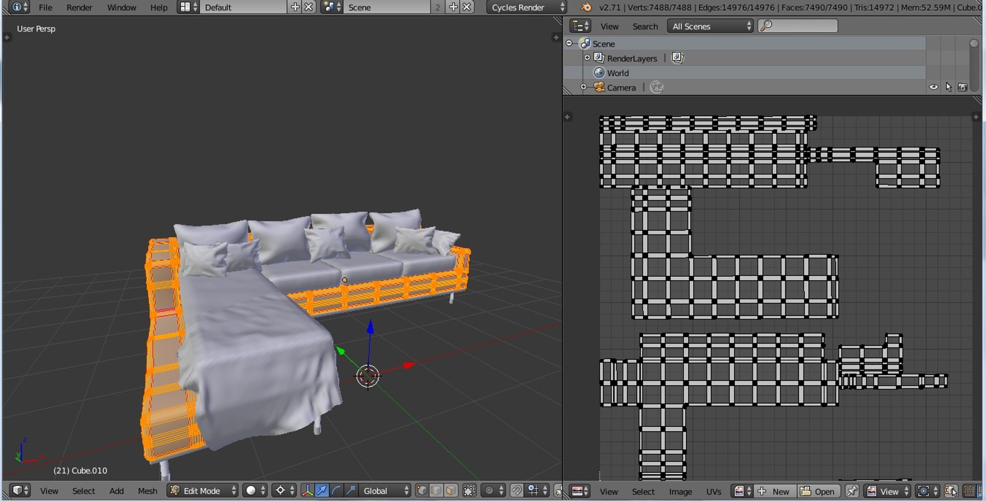 3d Model Simple Couch