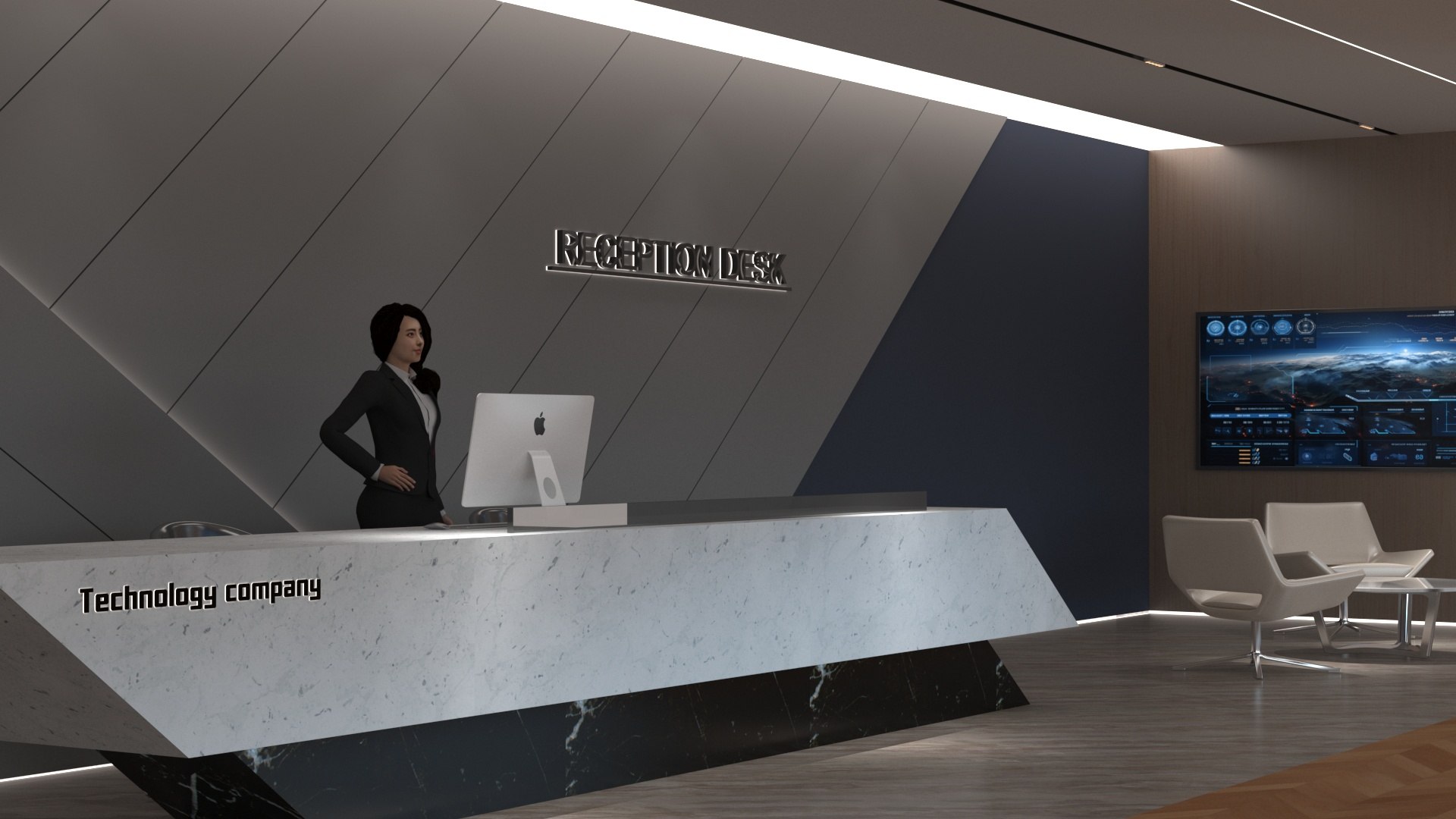 Front Desk 3D Model - TurboSquid 2208044