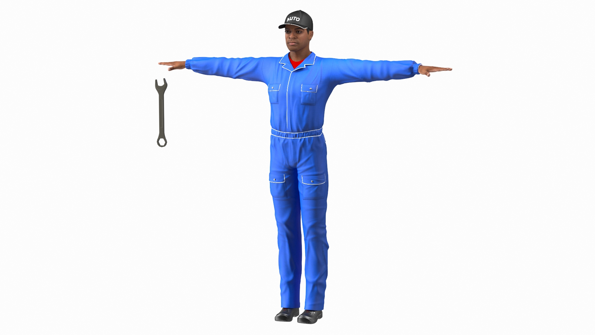 Light Skin Black Car Mechanic T Pose 3D Model - TurboSquid 1752635