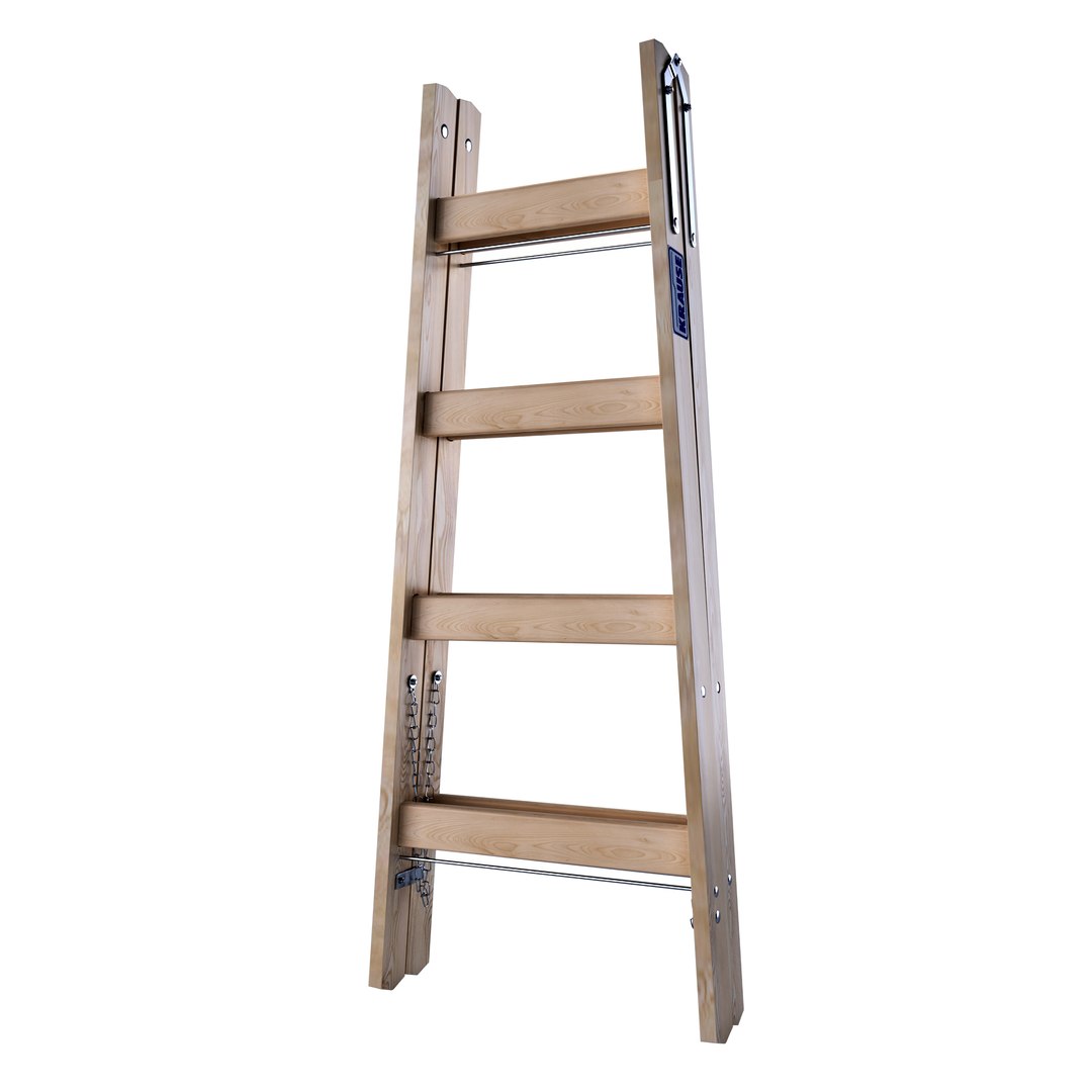 3D Model Double-sided Wooden Step-ladder With Rungs KRAUSE STABILO 2x4 ...