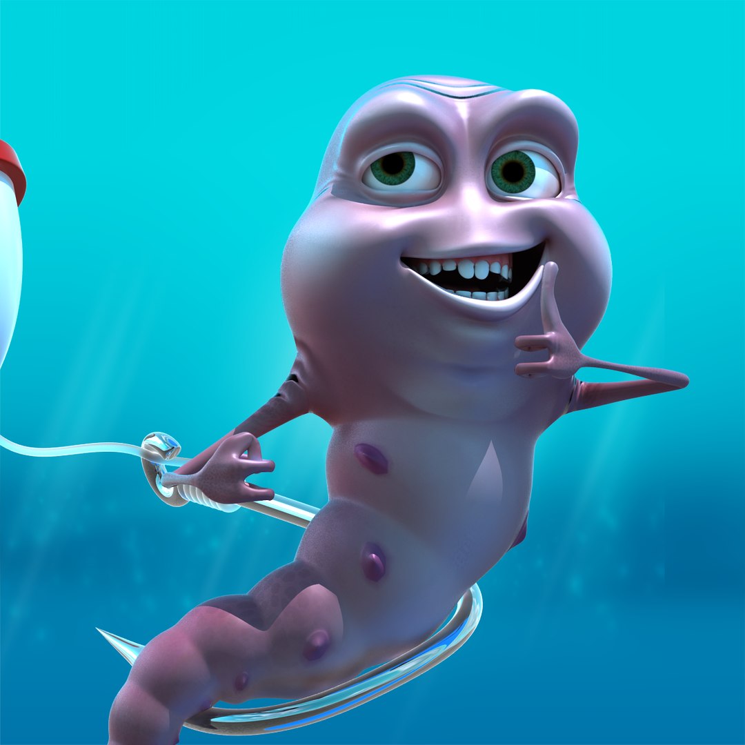 3d Worm Character Model