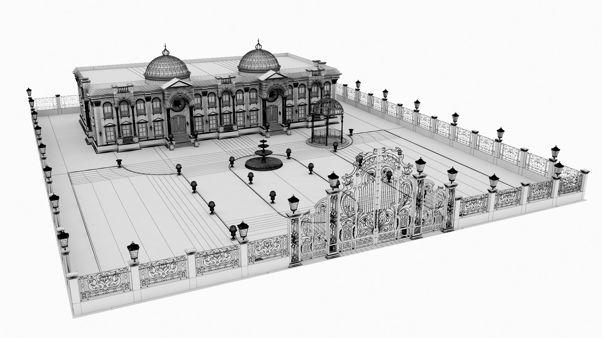 3D Classic Villa Night Shot - TurboSquid 1768958