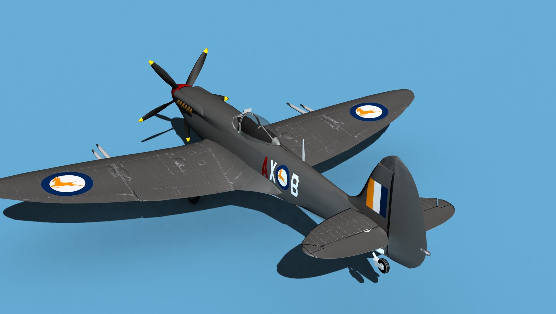 3D Supermarine Spitfire Mk XXII V20 South Africa Model - TurboSquid 1925754