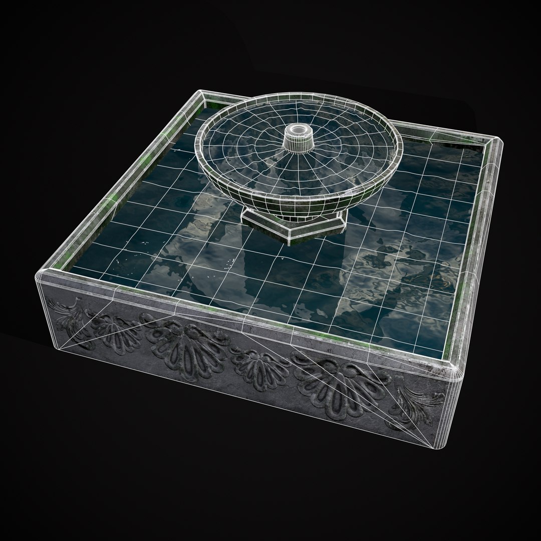3D Square Garden Fountain - TurboSquid 2103840