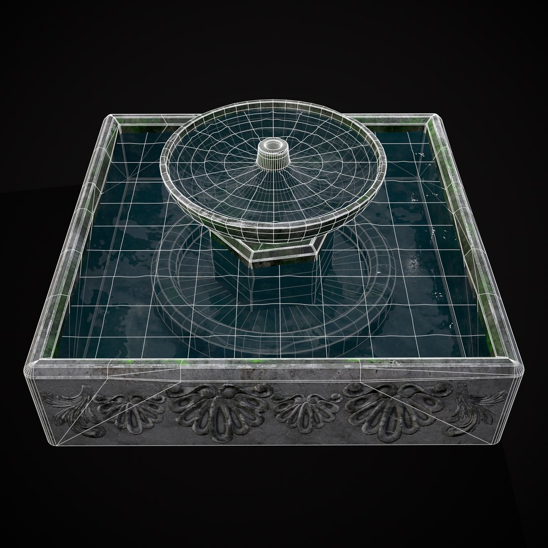3D Square Garden Fountain - TurboSquid 2103840