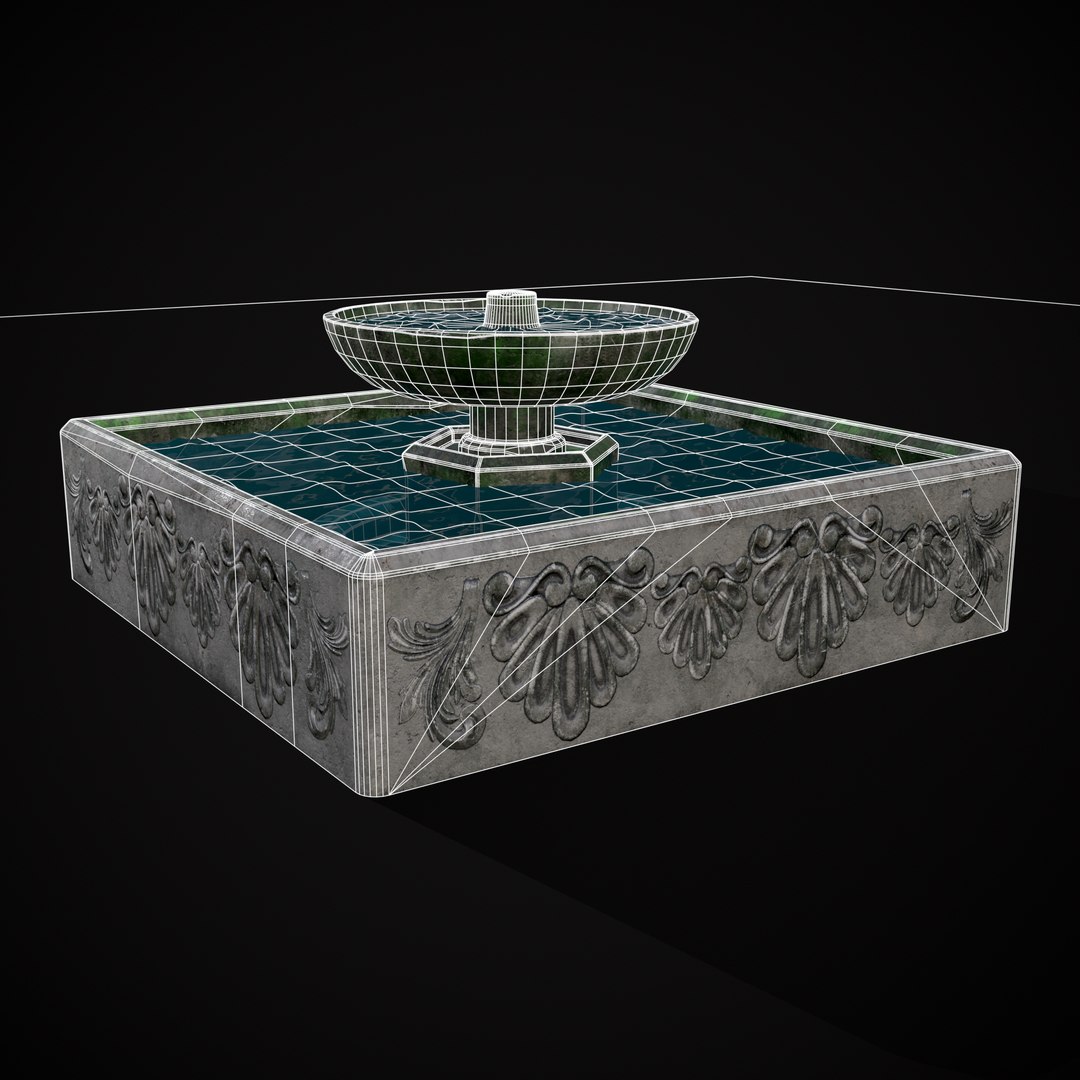 3D Square Garden Fountain - TurboSquid 2103840