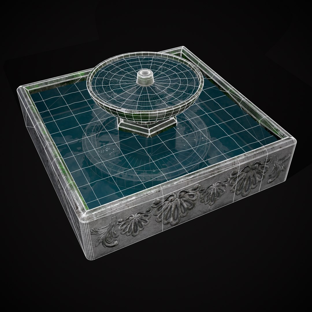 3D Square Garden Fountain - TurboSquid 2103840