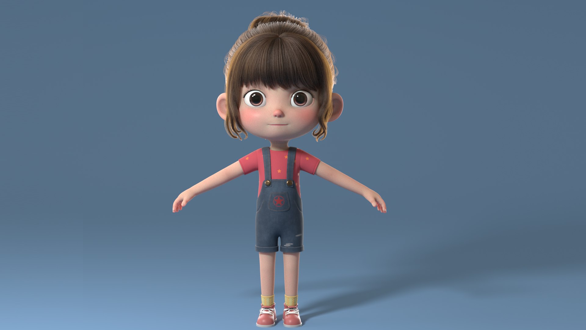 Cute Cartoon Girl Model - TurboSquid 2164304