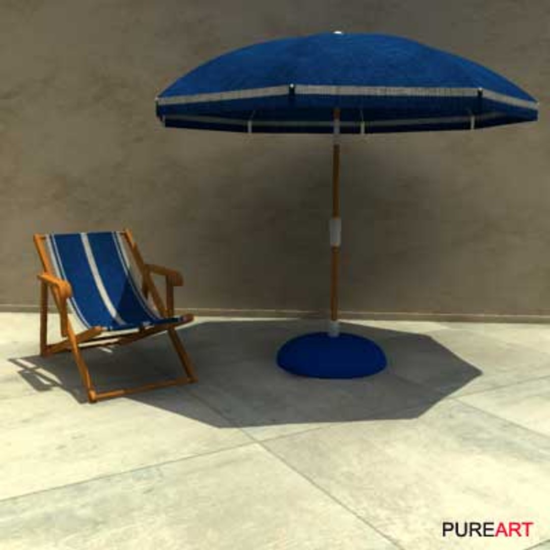 3d model furniture parasol wood