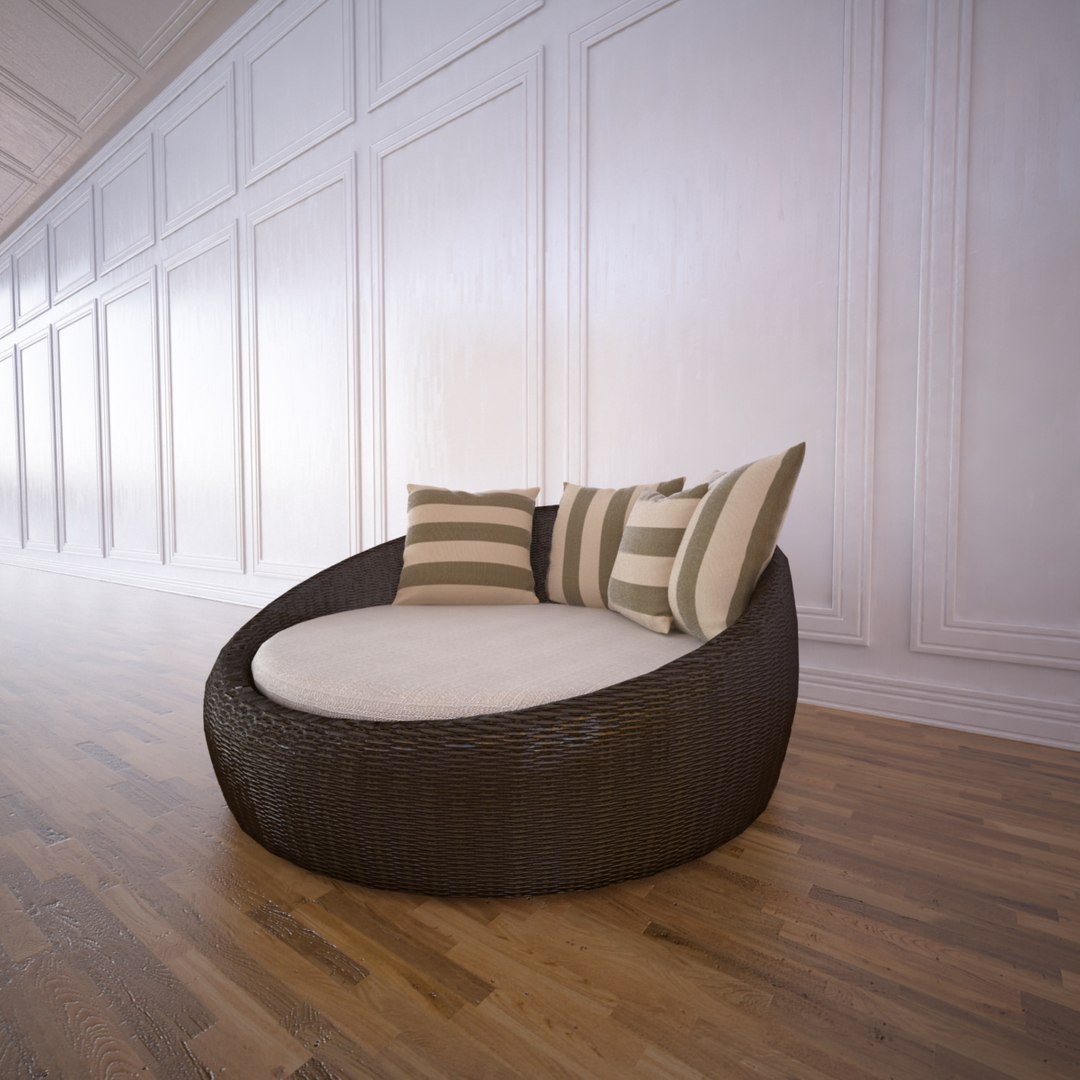 3d Model Circular Day Bed Wicker