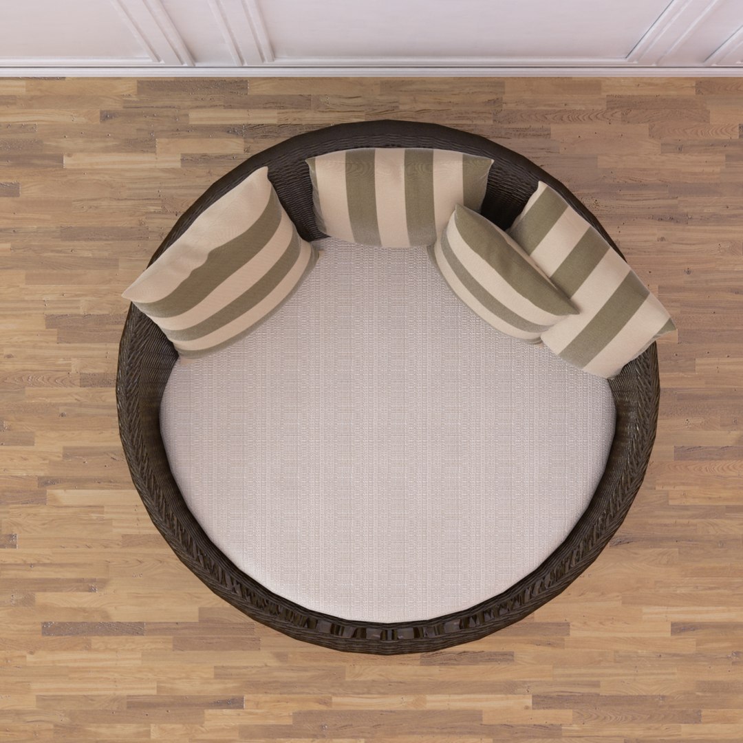 3d Model Circular Day Bed Wicker