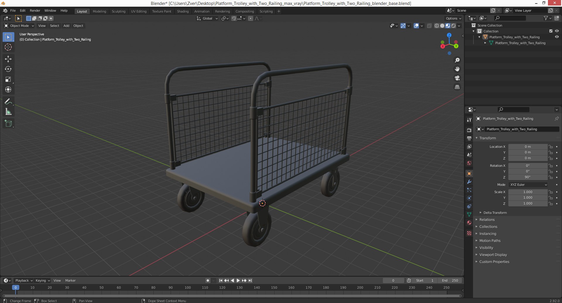 Platform Trolley with Two Railing 3D model - TurboSquid 1888674
