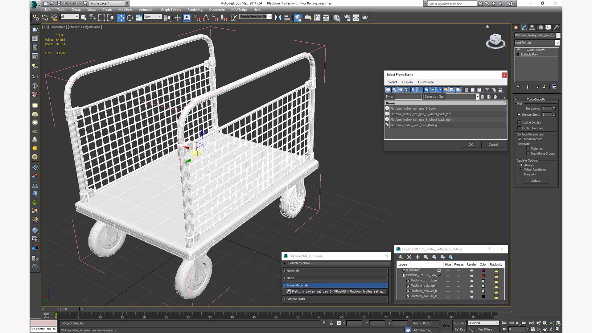 Platform Trolley with Two Railing 3D model - TurboSquid 1888674