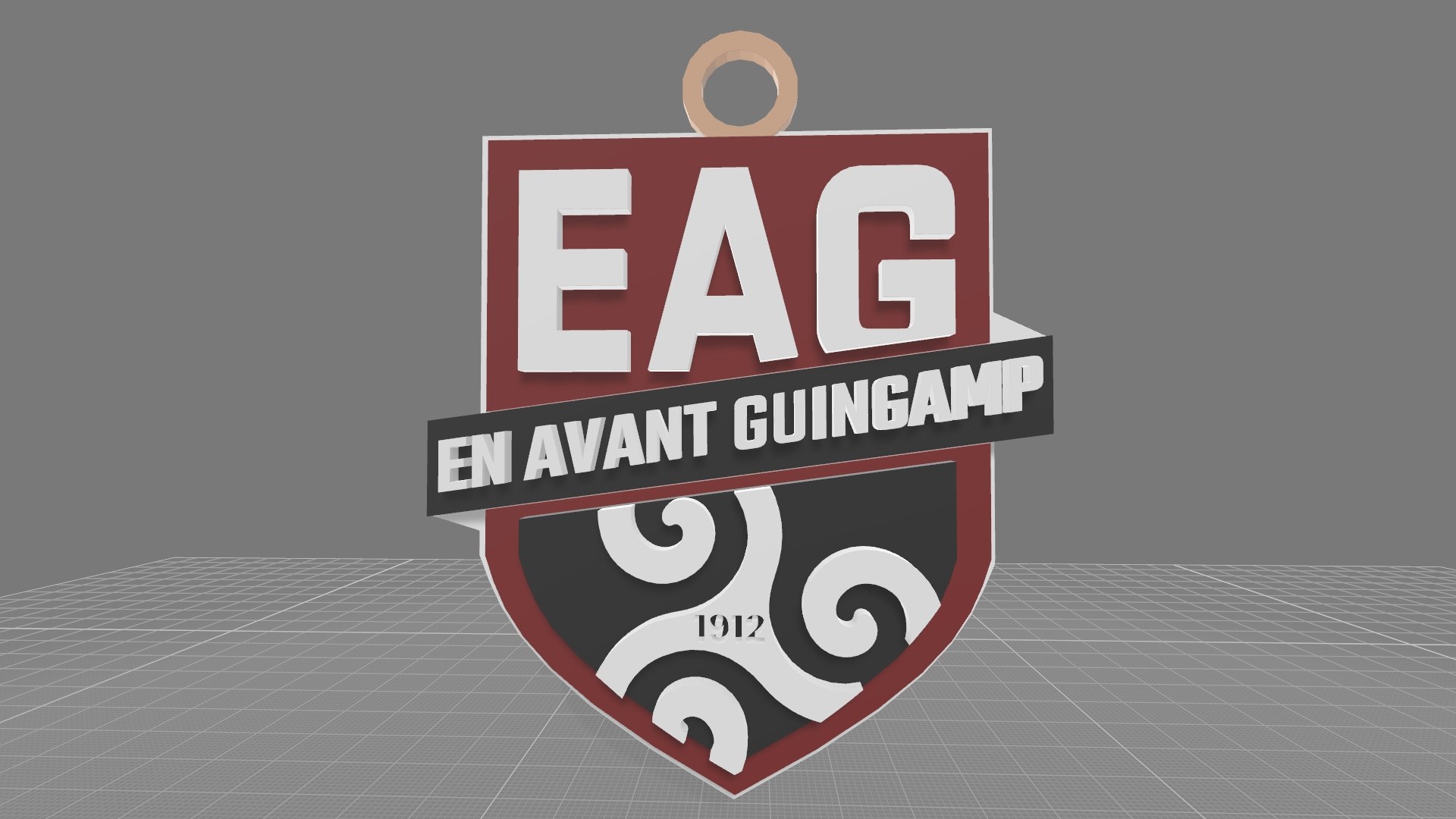 可打印和渲染的 Guingamp 队徽标 Keychan3D模型 - TurboSquid 2227117