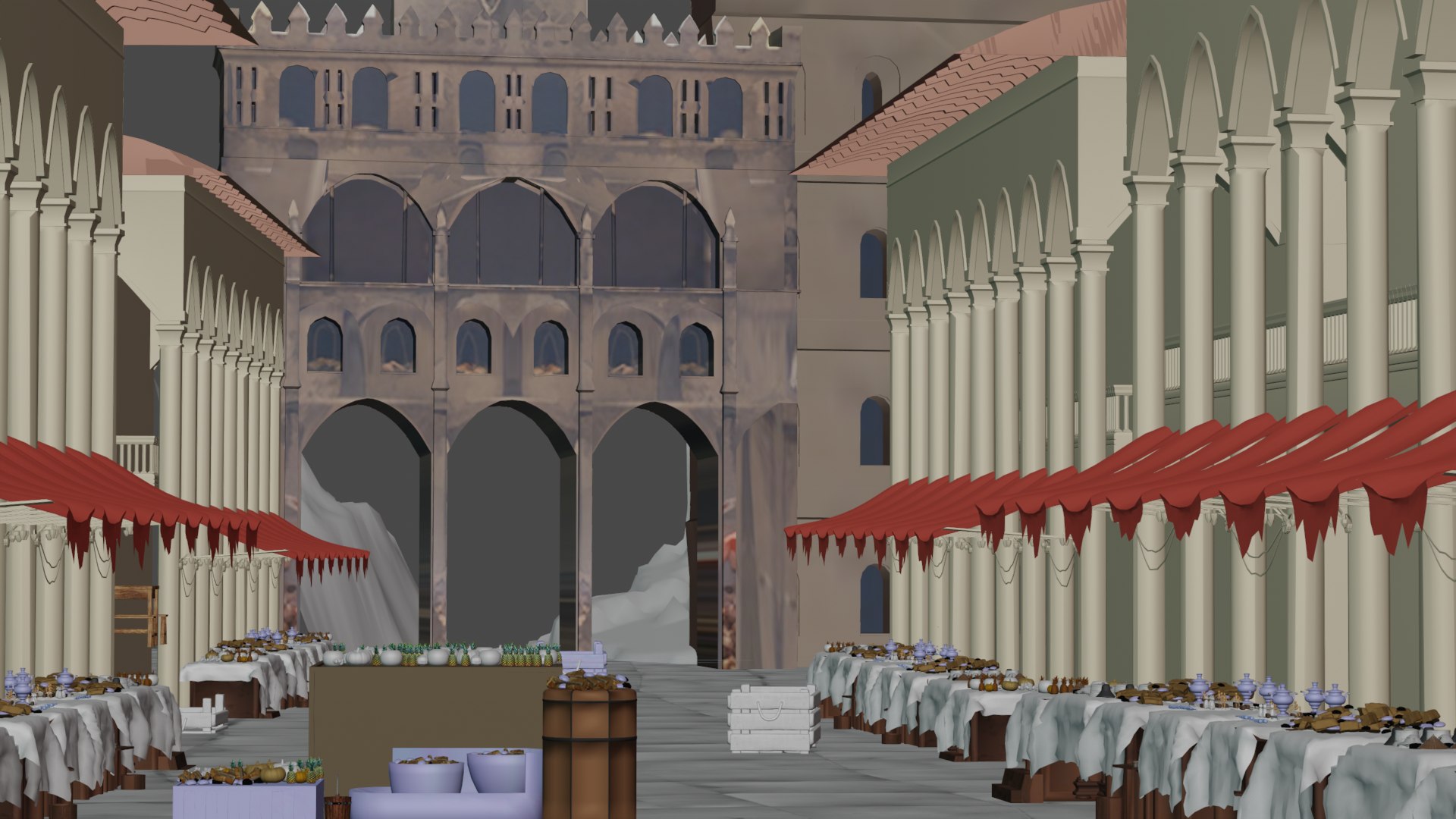3D Historical Italian Market Scene Full Set - TurboSquid 2118210