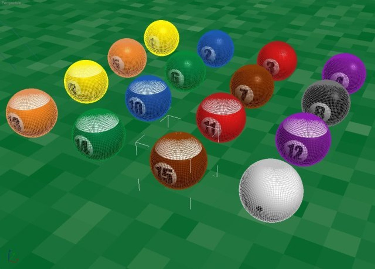 3d billiard pool ball set model