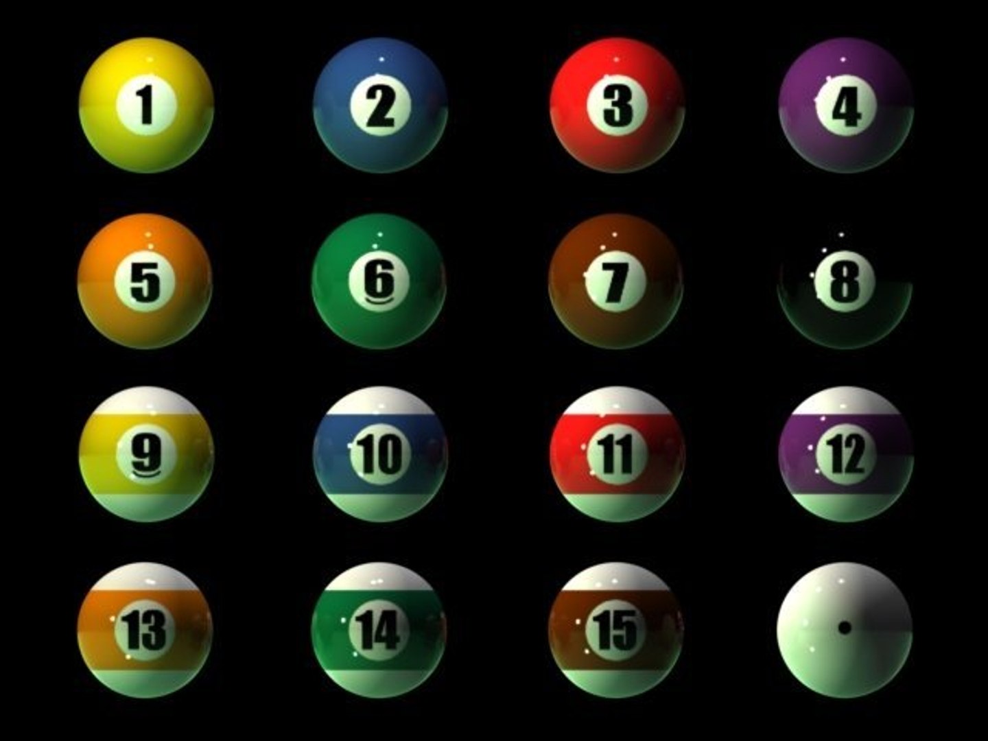 3d billiard pool ball set model