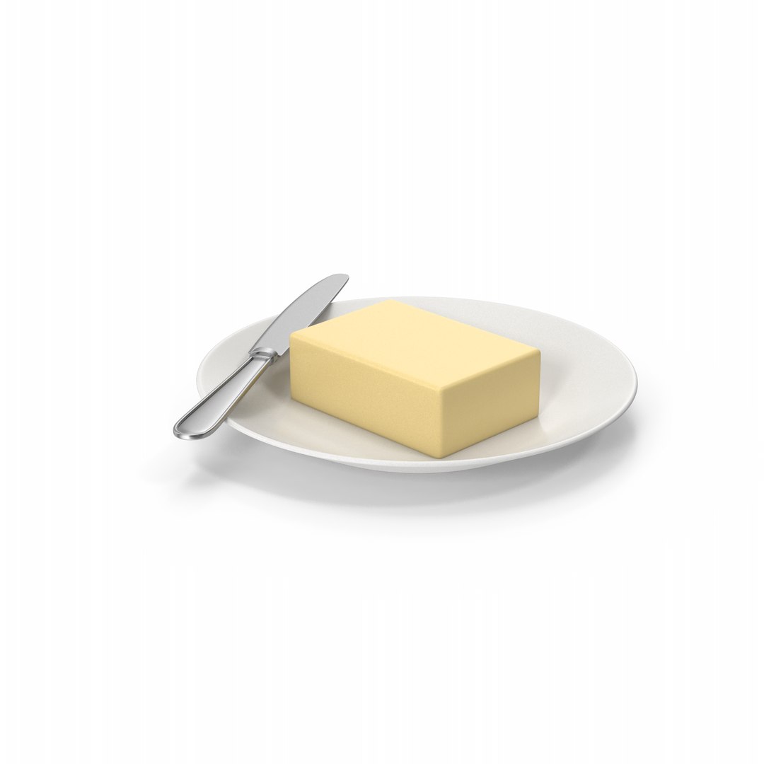3D Butter In Plate - TurboSquid 2262131