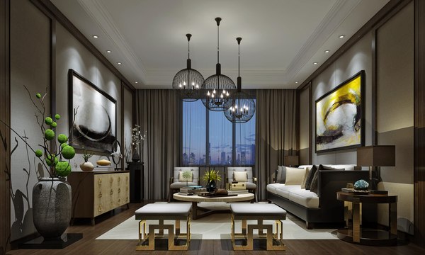 43- New Chinese style living room 3D 모델 - TurboSquid 2026386