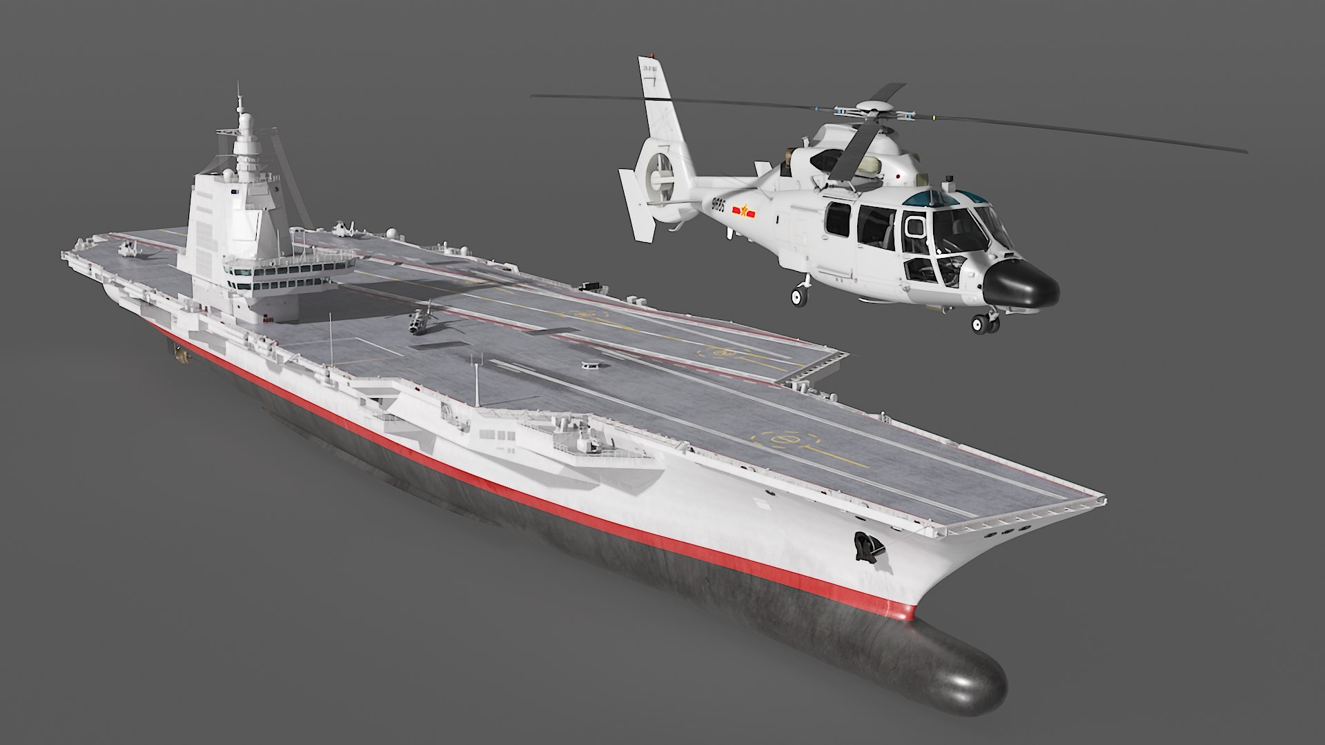 Chinese Type 003 Aircraft Carrier And Harbin Z 9 Model - TurboSquid 2369077