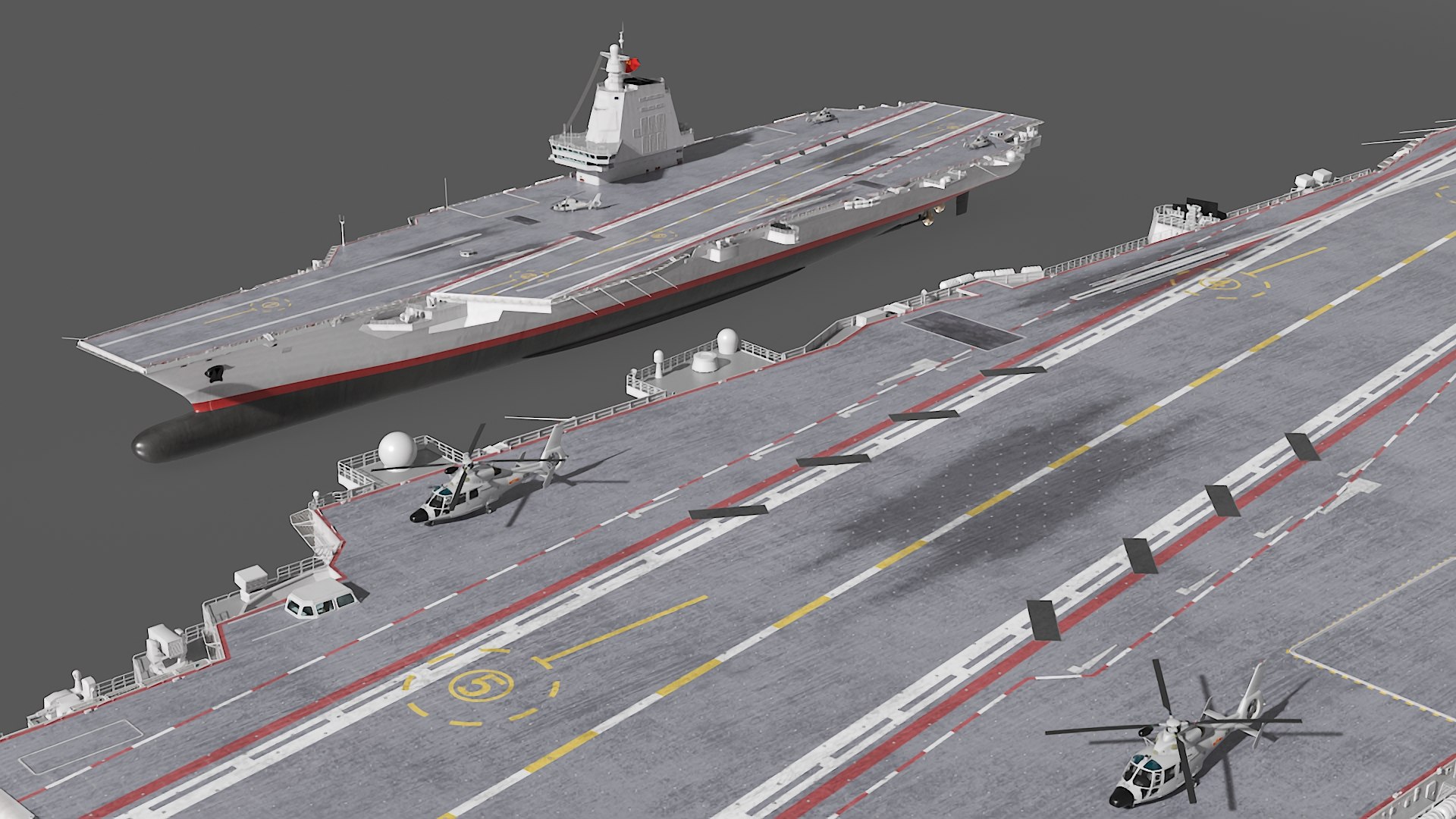Chinese Type 003 Aircraft Carrier And Harbin Z 9 Model - TurboSquid 2369077