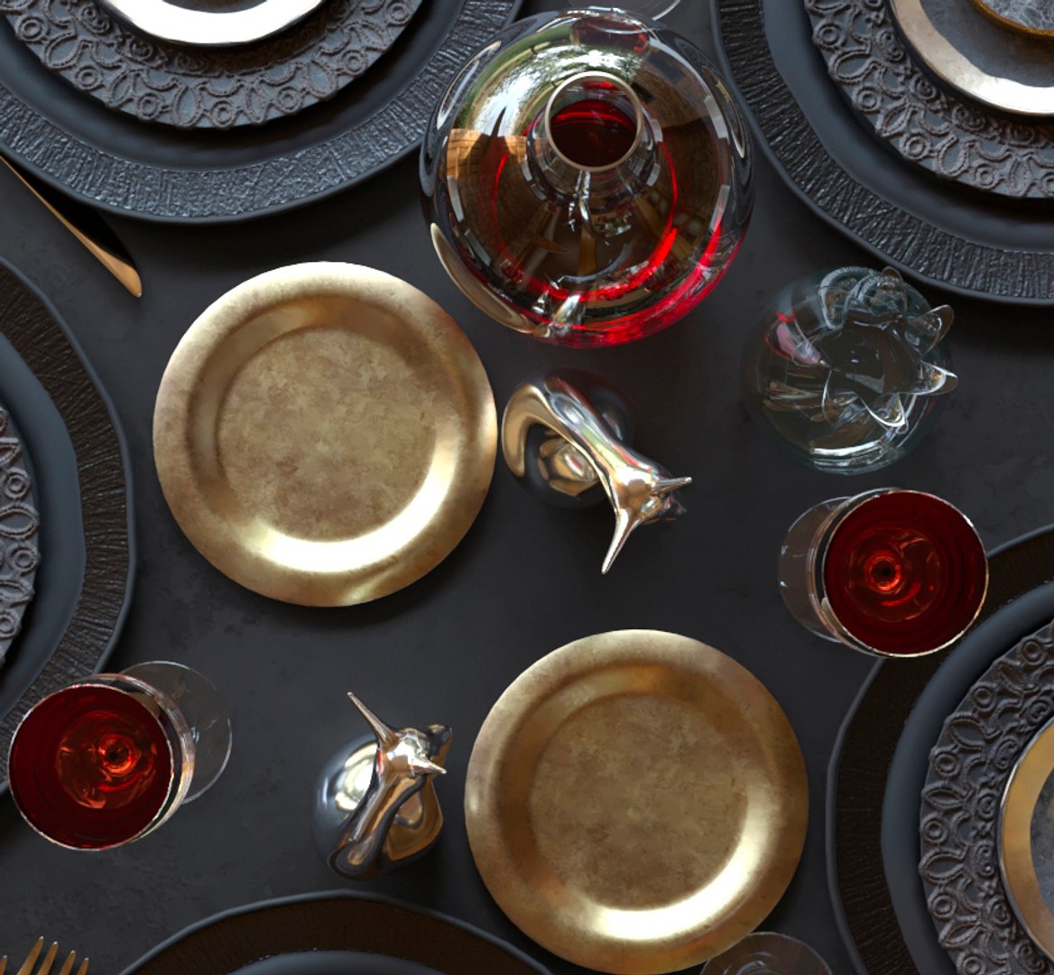 Service Gold Black 3D Model - TurboSquid 1561414