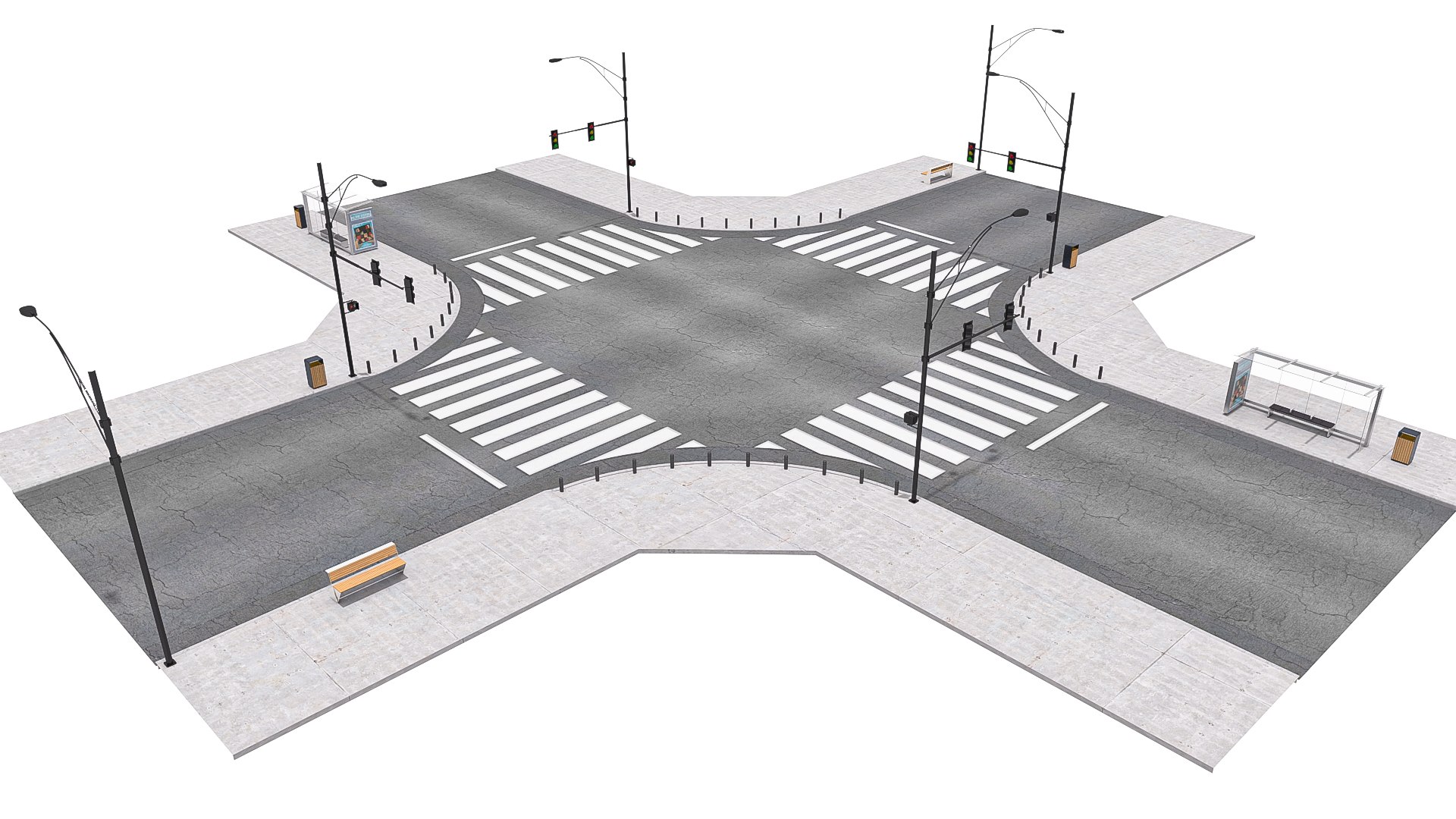 City Street Intersection 01 3D - TurboSquid 2153501