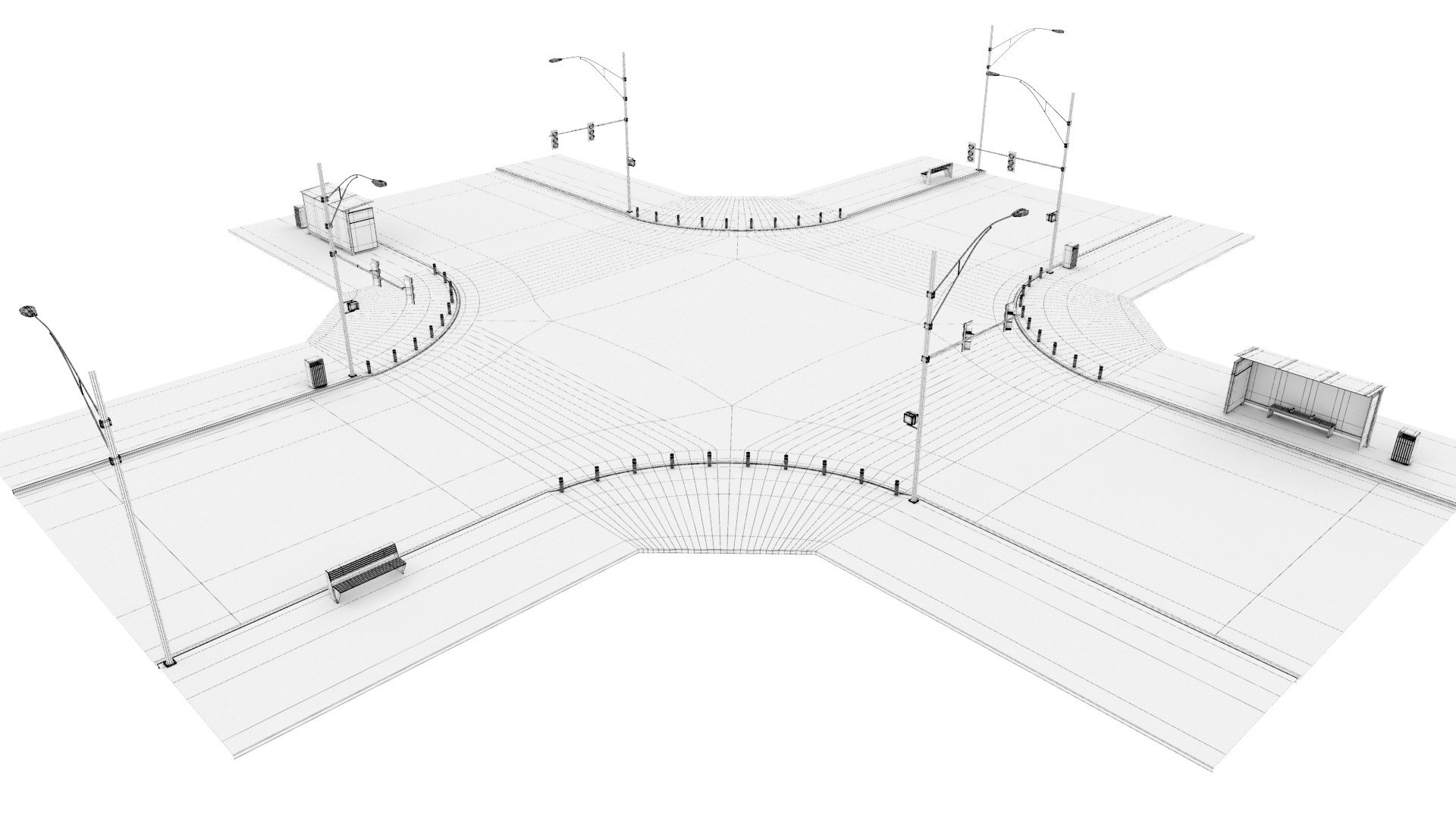 City Street Intersection 01 3D - TurboSquid 2153501