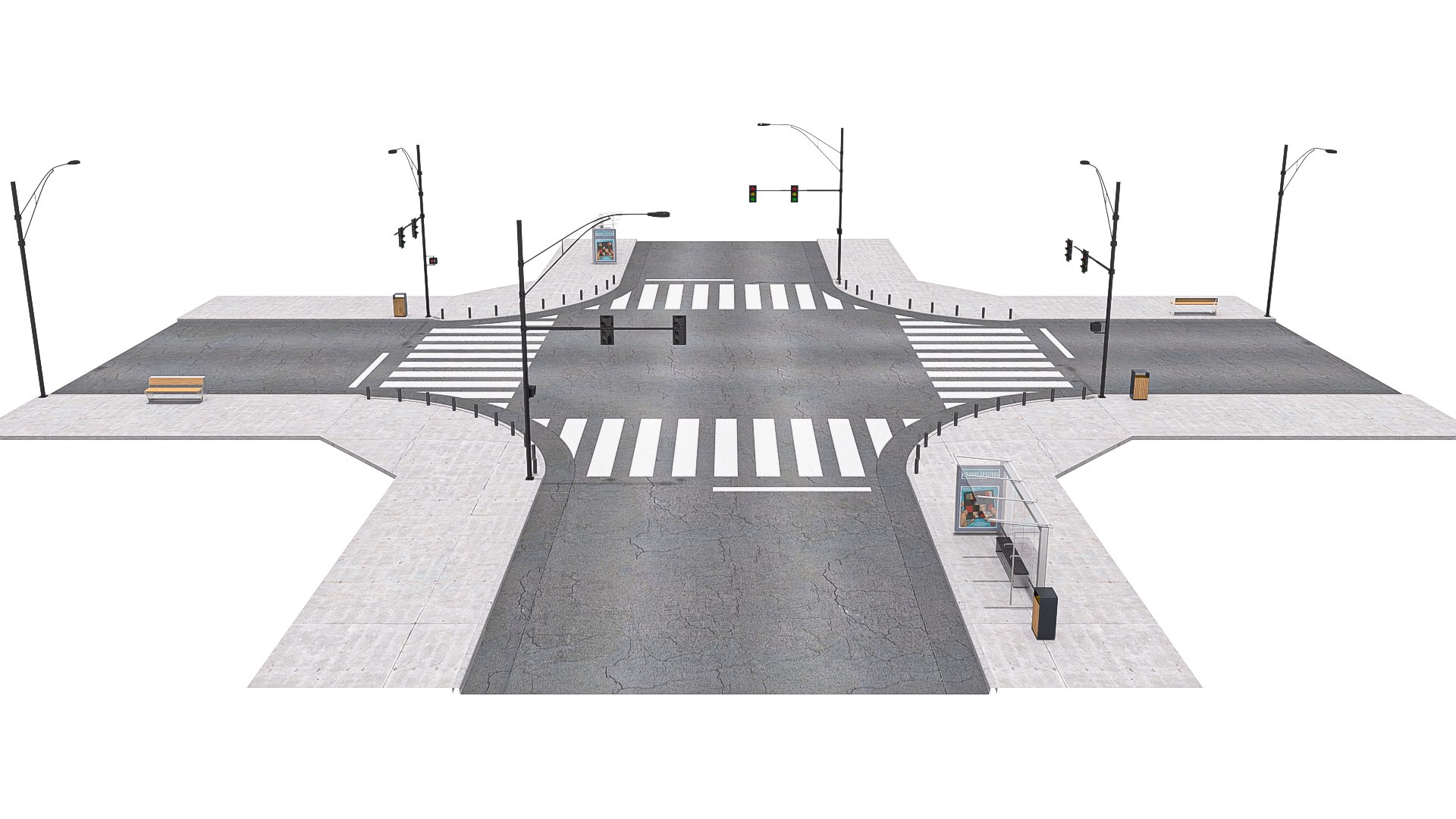 City Street Intersection 01 3D - TurboSquid 2153501