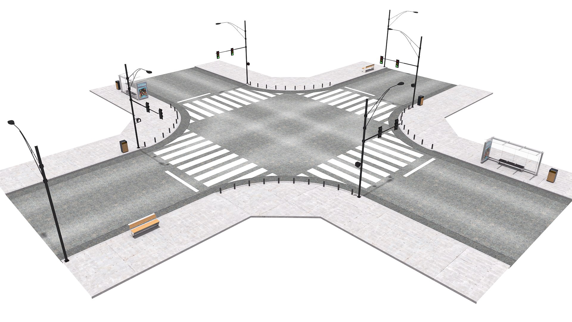 City street intersection 01 3D - TurboSquid 2153501