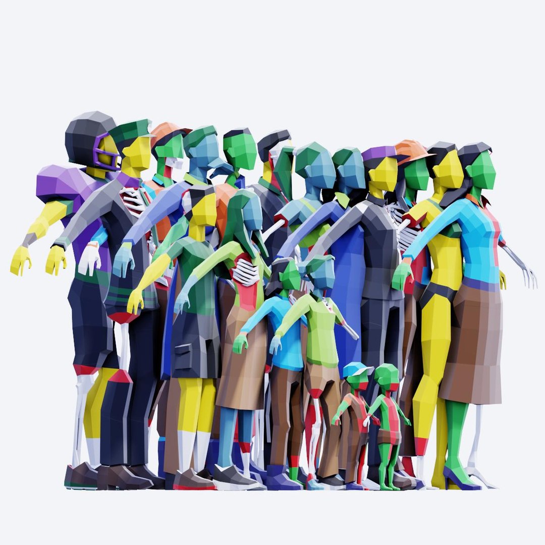 Low Poly People Compilation - Animated And Rigged 3D Model - TurboSquid ...