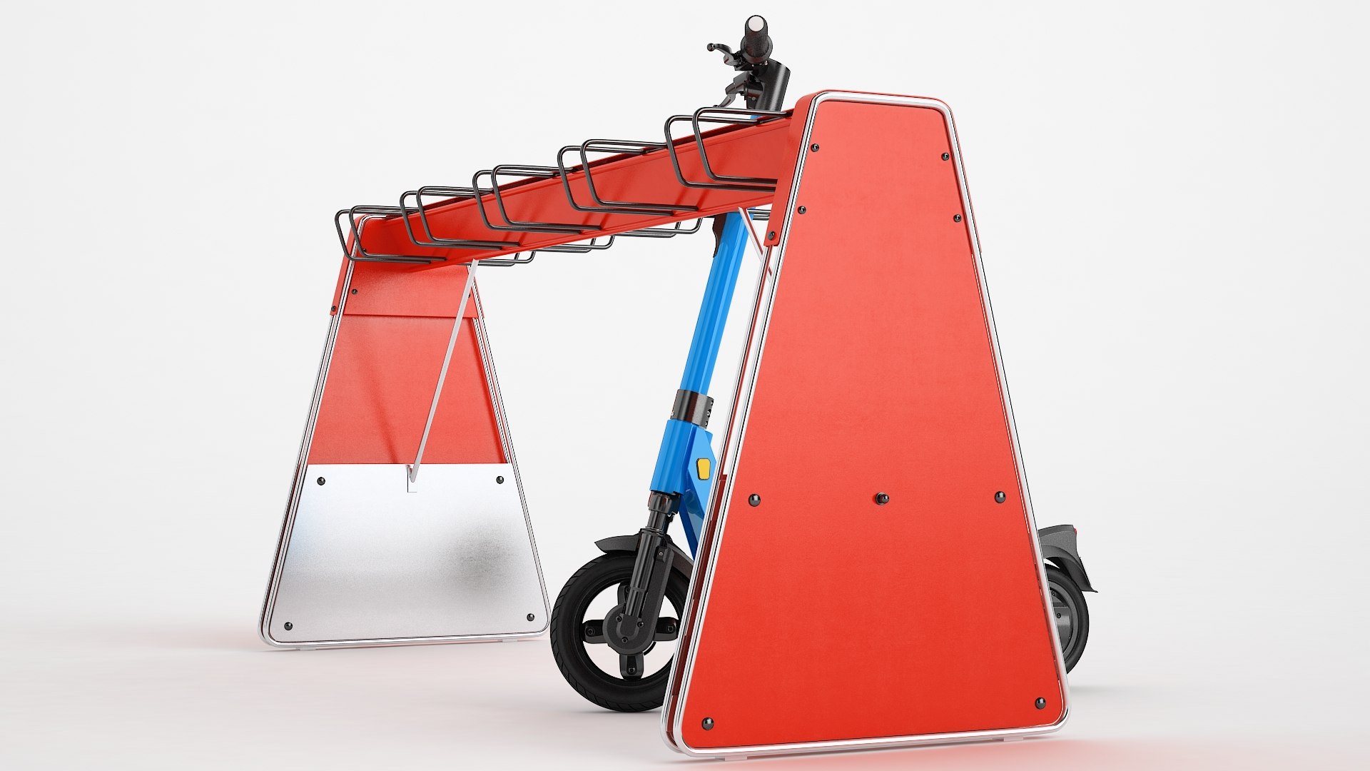 3D Scooter Parking Rack With Electric Scooter 06 Model - TurboSquid 2028175