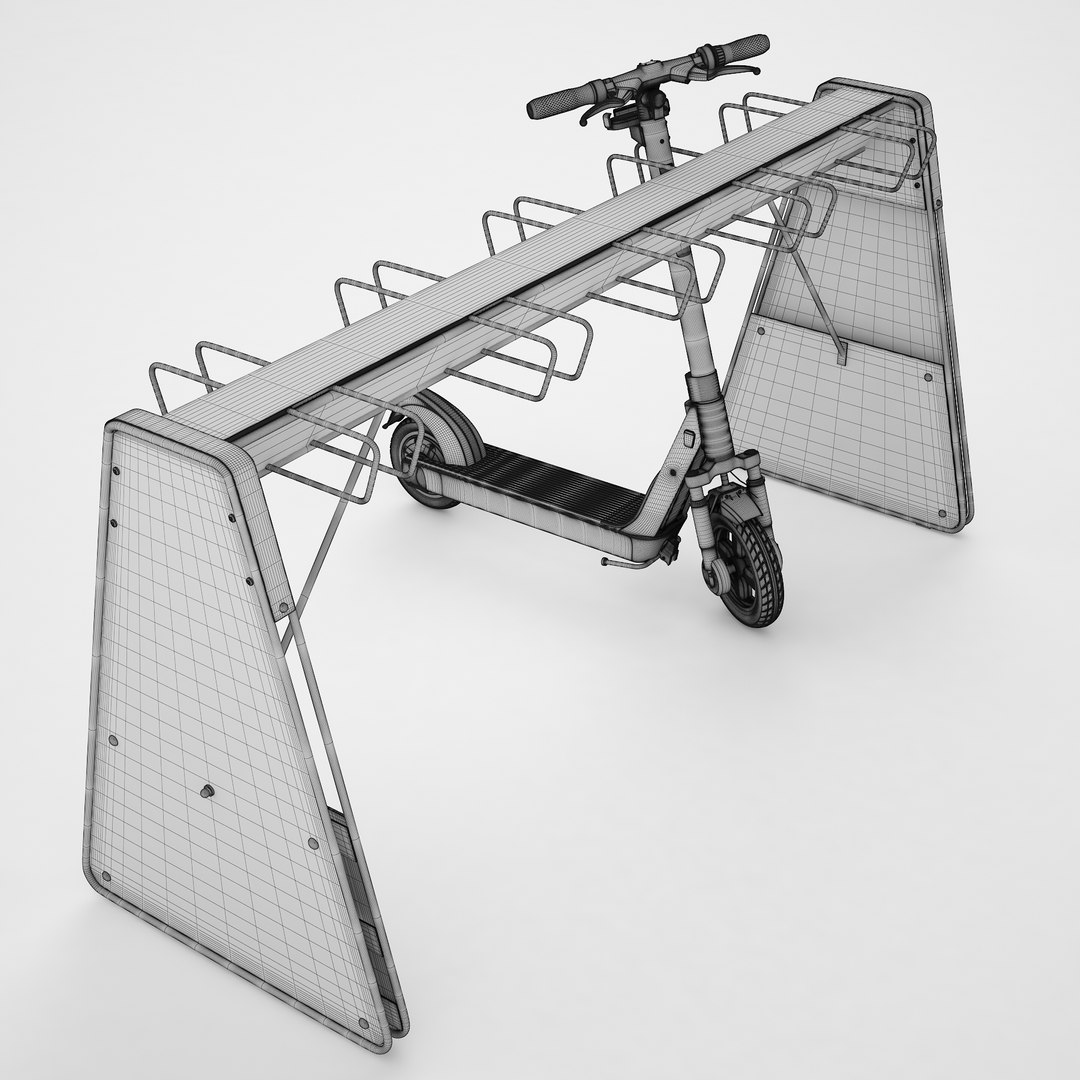 3D Scooter Parking Rack With Electric Scooter 06 Model - TurboSquid 2028175
