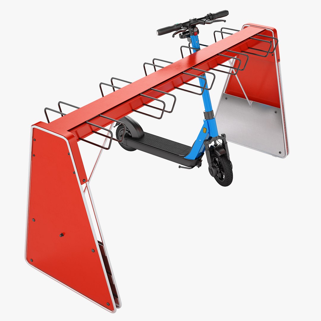 3D Scooter Parking Rack with Electric Scooter 06 model - TurboSquid 2028175