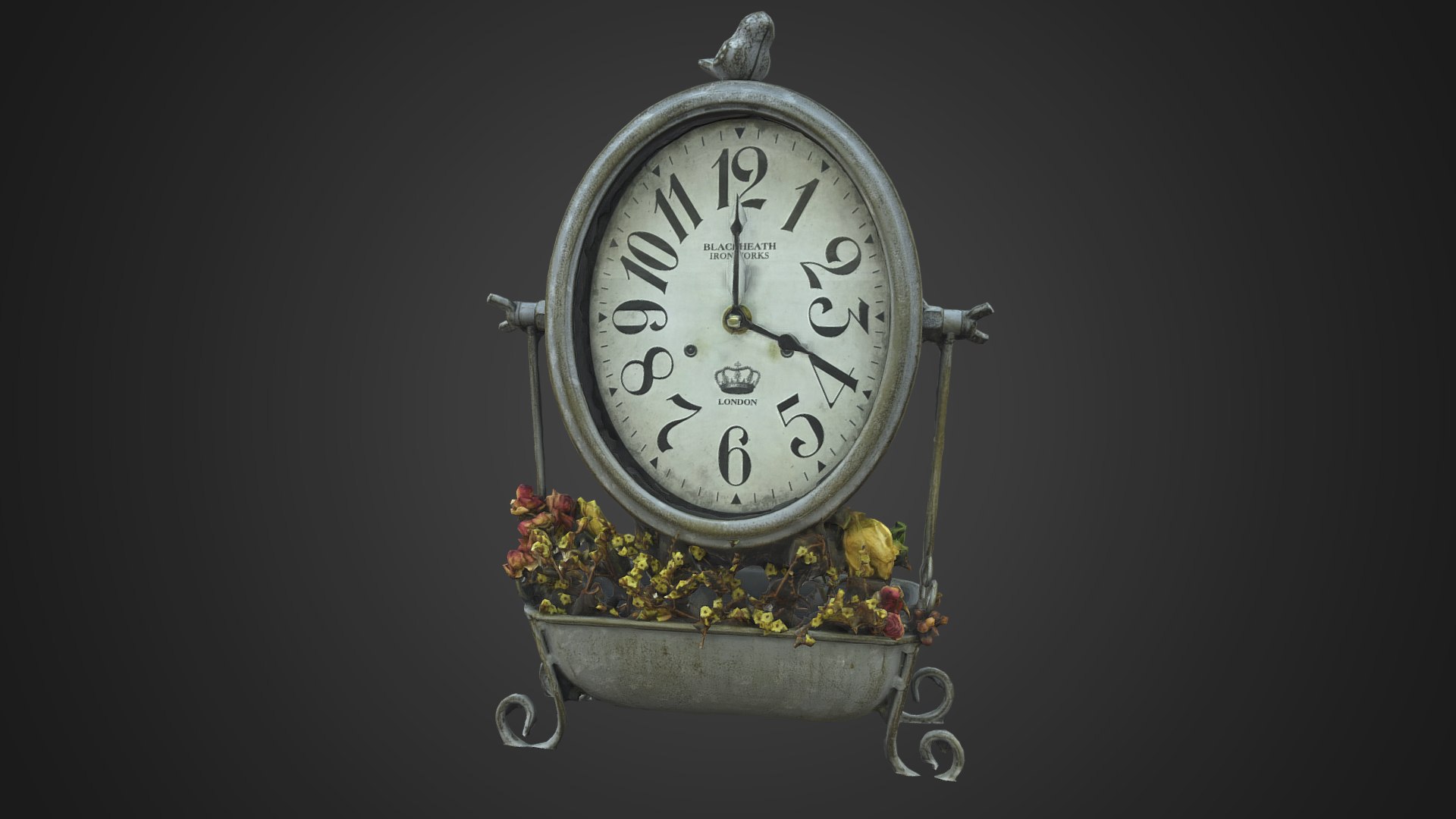 3D Anitque Desk Clock With Flowers - TurboSquid 2020678